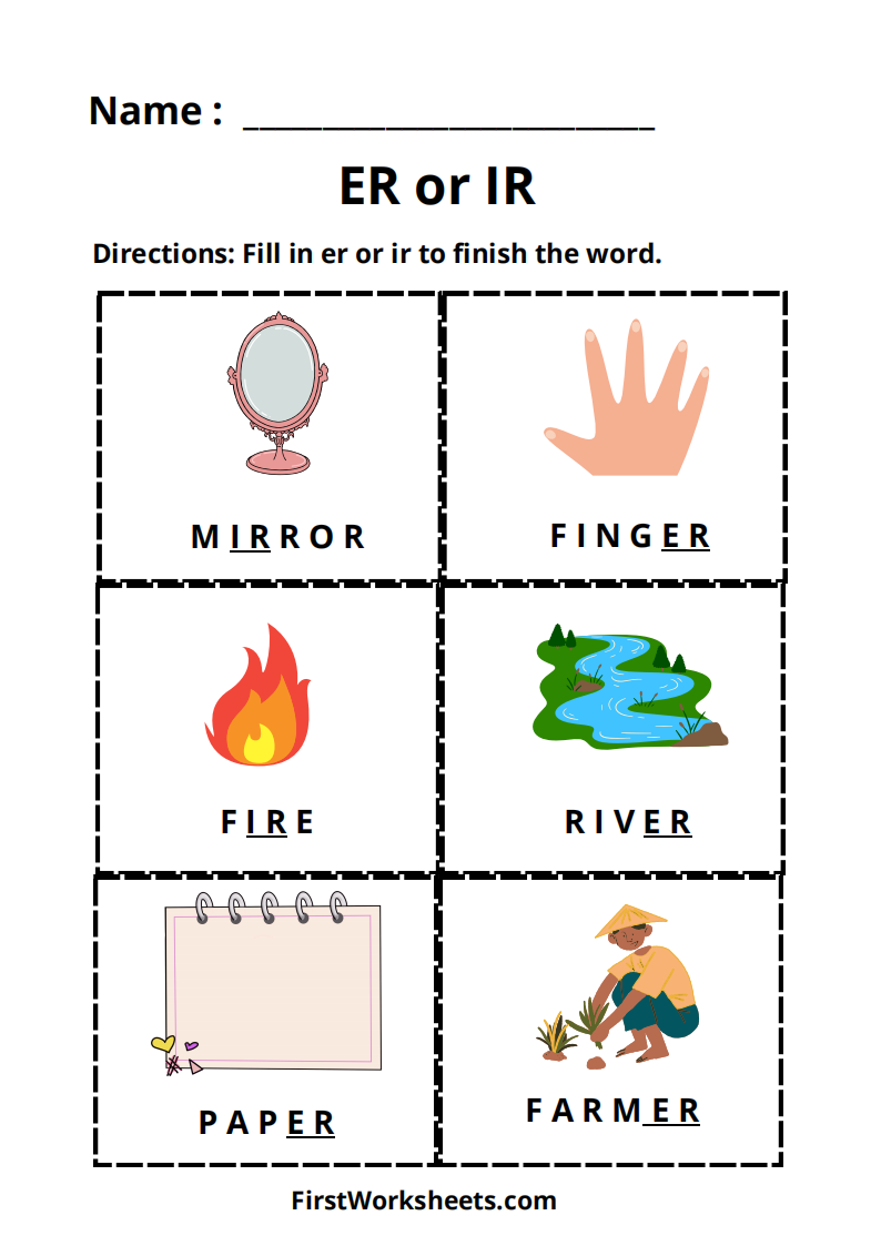 R-controlled Vowels Worksheets | FirstWorksheets